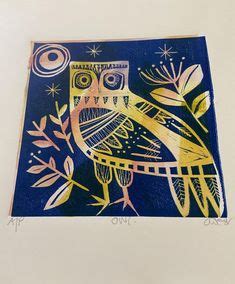 Owl By Moonlight Linocut Print Owl Lino Print Ideas