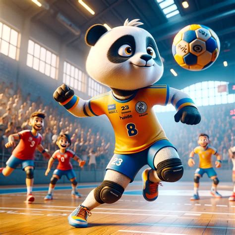 비데랜드 생동감 넘치고 친근한 분위기의 3d 애니메이션 스타일 캐릭터가 족구 경기를 하는 모습을 생성했습니다 이 캐릭터는 밝은 해변에서 활기차게 족구를 치는 장면을