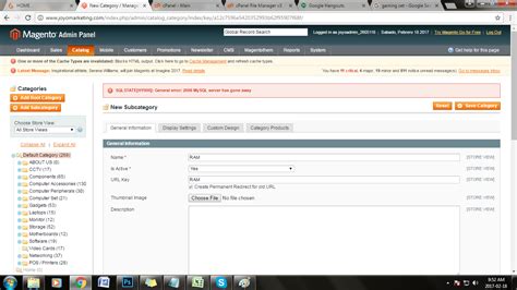 Getting Error When Sorting And Adding New Category Magento Forums