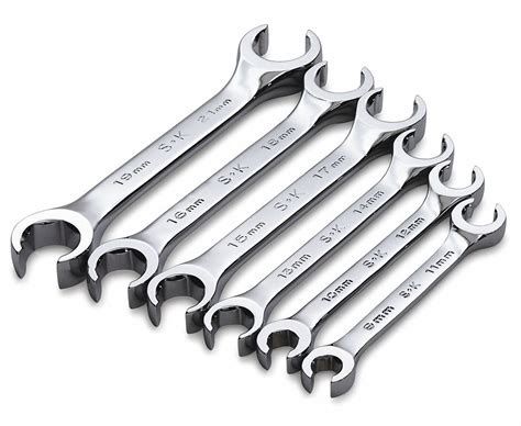 Sk Professional Tools Flare Nut Wrench Set Alloy Steel Chrome Range Of Head Sizes 9 Mm To 21