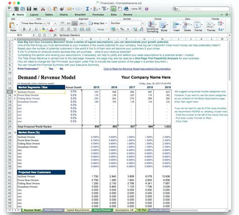Financial Projections Spreadsheet For 017 Business Plan Financial