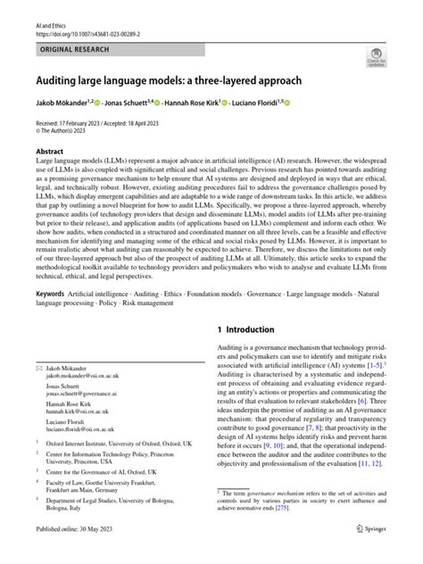 Impppp Auditing Large Language Model A Three‑layered Approach Pdf