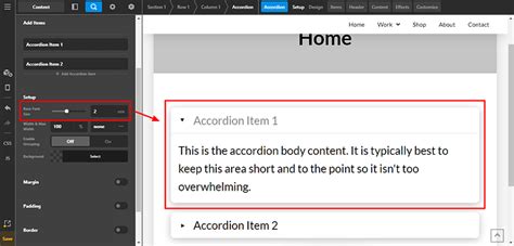 How Do I Change The Header Font Properties In The Accordion Support