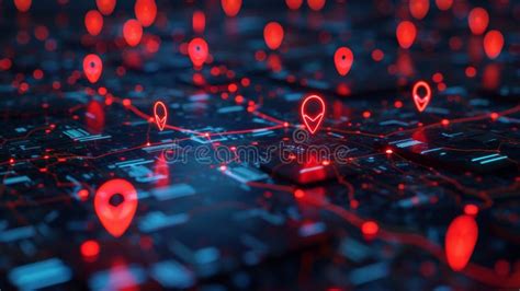 Digital Network Map With Location Markers Generative Ai Stock Image Image Of Connectivity