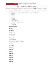 Hwk IntroToPython Docx IFT Shell Script Programming With Unix Hwk Introduction To