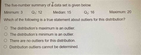 the five number summary of a data set is given below minimum 3 q 1 12