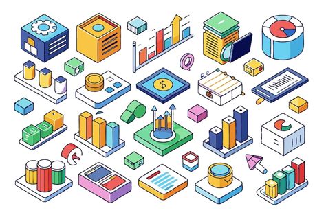 Isometric Illustration Of Business Charts And Graphs Financial And Marketing Data Premium Ai
