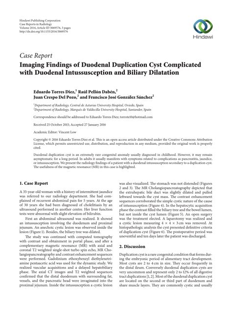Pdf Imaging Findings Of Duodenal Duplication Cyst Complicated With Duodenal Intussusception