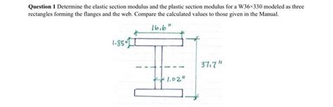 Solved Question Determine The Elastic Section Modulus And Chegg