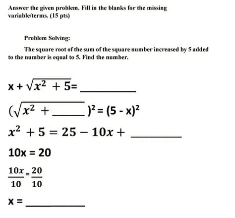 Solved Answer The Given Problem Fill In The Blanks For The Missing Variable Terms Pts Pr