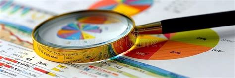 A Magnifying Glass Hovers Over Colorful Financial Charts And Graphs