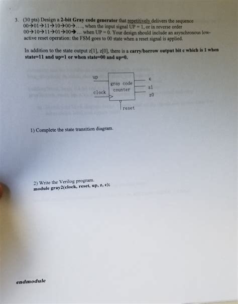 Solved 3 30 Pts Design A 2 Bit Gray Code Generator That