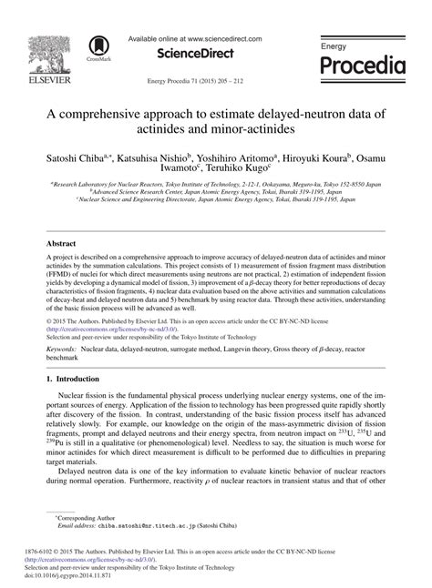 Pdf A Comprehensive Approach To Estimate Delayed Neutron Data Of Actinides And Minor Actinides