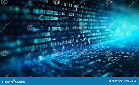 Binary Code With Bright Lights A Digital Background A 3d Illustration Stock Illustration