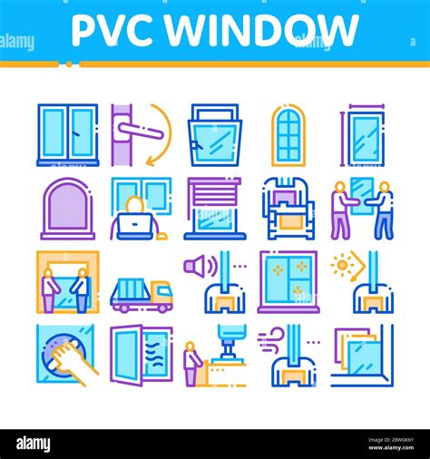 Pvc Window Frames Collection Icons Set Vector Stock Vector Image And Art Alamy