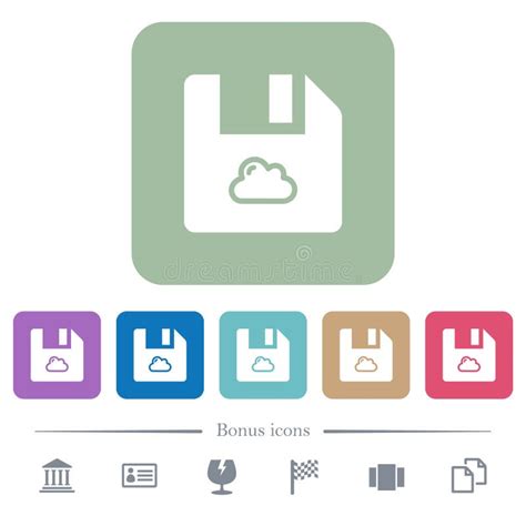 Cloud File Flat Icons On Color Rounded Square Backgrounds Stock Vector