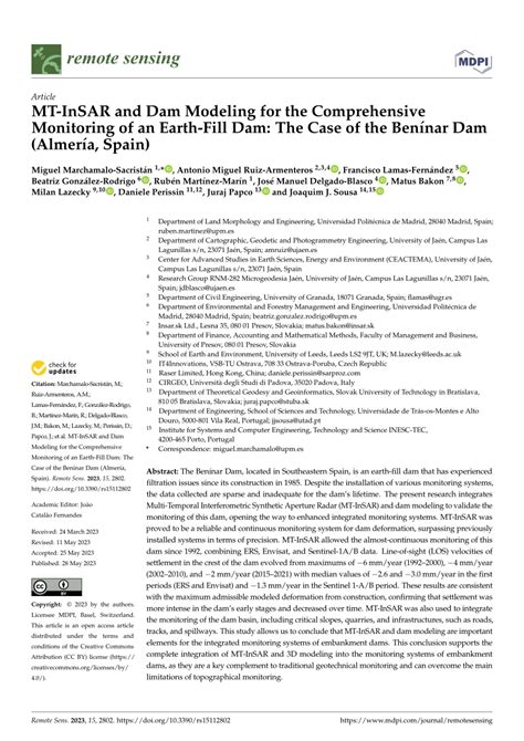 Pdf Mt Insar And Dam Modeling For The Comprehensive Monitoring Of An Earth Fill Dam The Case
