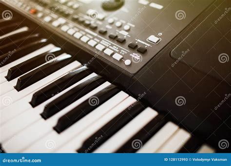 Synthesizer Knobs Piano Keys Close Up Stock Image Image Of Musical Equipment 128112993