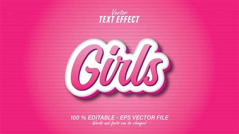 Premium Vector Pink Girls Text Effect Template Editable Eps File