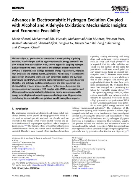 Advances In Electrocatalytic Hydrogen Evolution Coupled With Alcohol