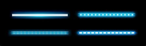 차가운 빛을 비추는 튜브 램프 가정 바 또는 카지노의 내부를 위한 Led 현실적인 밝은 바의 벡터 절연 세트 가구용 전구와 형광등 또는 할로겐 리본이 있는 테이프 Led