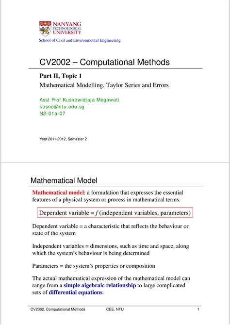 Topic Computation Method CV Computational Methods Part II Topic Mathematical