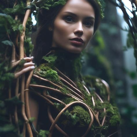 💀 Beautiful Girl Made Of Vines And Wooden Rods Dark Botanic