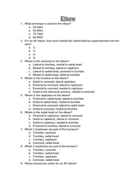 Camrt Elbow Pdf Elbow Anatomical Terms Of Motion