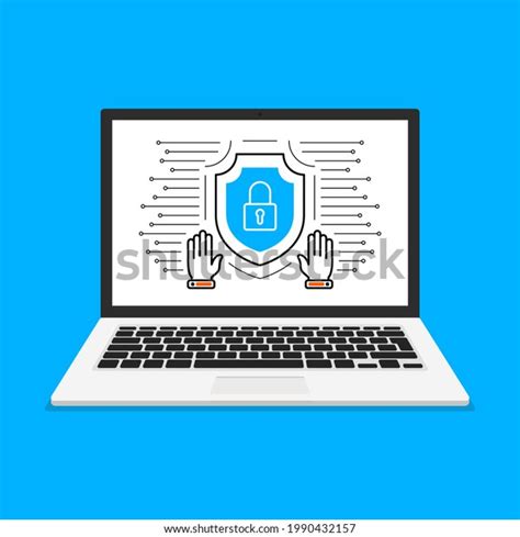 Computer Security Concept Laptop Shield Lock Stock Vector Royalty Free