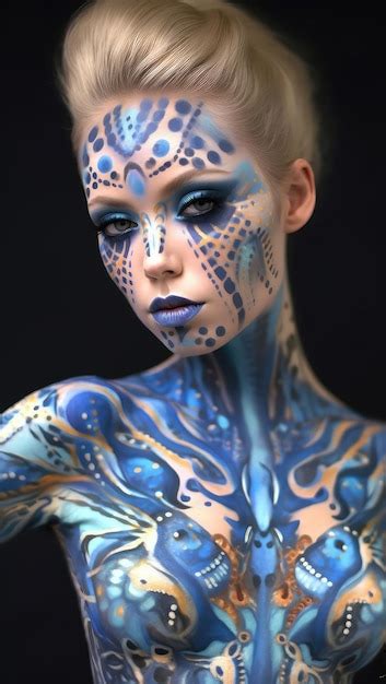 Premium Ai Image Young Attractive Woman With Body Art On Her Body And