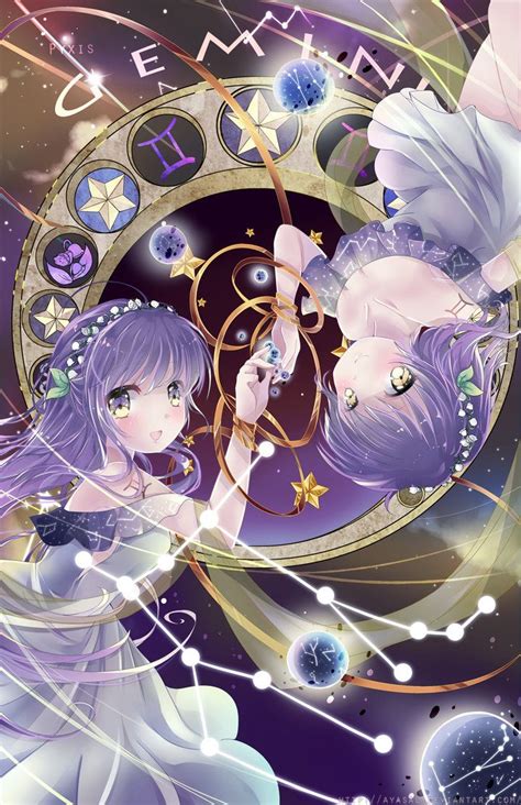 Gemini Zodiacal Constellations Hình Vẽ Anime Cô Gái Trong Anime