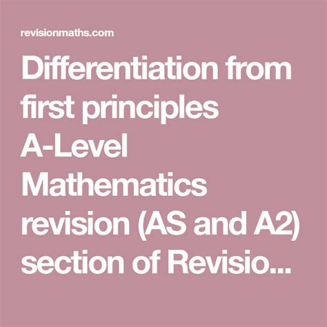 Differentiation From First Principles A Level Mathematics Revision AS