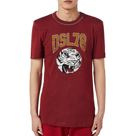 【楽天市場】 Diesel ディーゼル メンズ プリント ストレッチ クルーネック 半袖tシャツ カットソー【cl T Ruffle】【サイズl】【ボルドーレッド】die M T F4 916