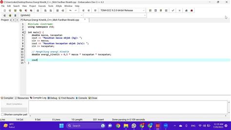 Pemrograman C Rumus Menghitung Energi Kinetik Youtube