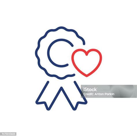 업적 라인 아이콘에 대한 상 자선 개념 엠블럼 보상 기부 선형 픽토그램에서 심장과 메달 자선 트로피 개요 아이콘 편집 가능한 스트로크 격리된 벡터 일러스트 레이 션