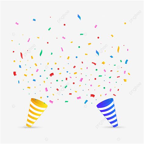 오색 종이 부스러기 벡터 Png 명절 배경 을 가 진 파티 모자 와 폭발 하지 않 은 리본 빨간색 녹색 금색 금속박 명절 일러스트 생일 일러스트 종이 일러스트 축하 일러스트