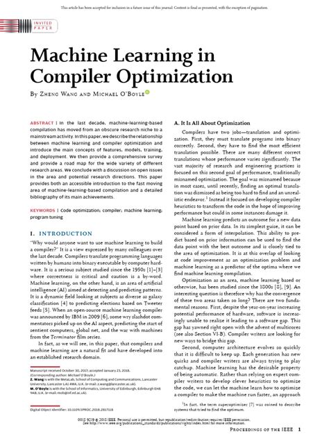Machine Learning Pdf Machine Learning Compiler