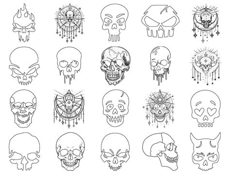 Simple Skull Tattoo Stencil Designs For Custom Body Art