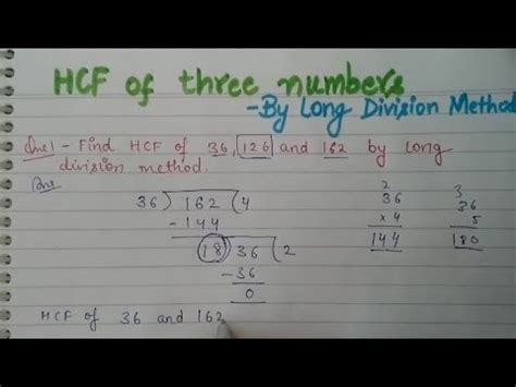HCF BY LONG DIVISION METHOD YouTube