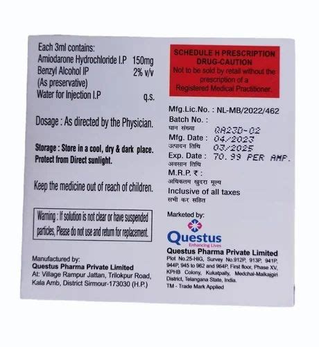 Amiodarone Intravenous Infusion Ip At ₹ 7099piece In Rishikesh Id