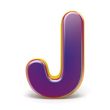 Letter J Purple Font Yellow Outlined 3d Outlines Dimensional Metal