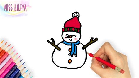Як намалювати СНІГОВИЧКА Малюємо СНІГОВИЧКА легко How To Draw A Snowman Youtube