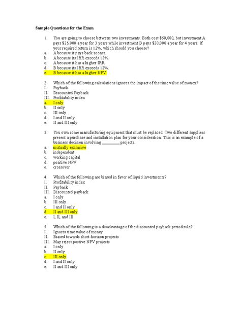 Practice Questions Midterm Sample Questions For The Exam You Are Going To Choose Between Two