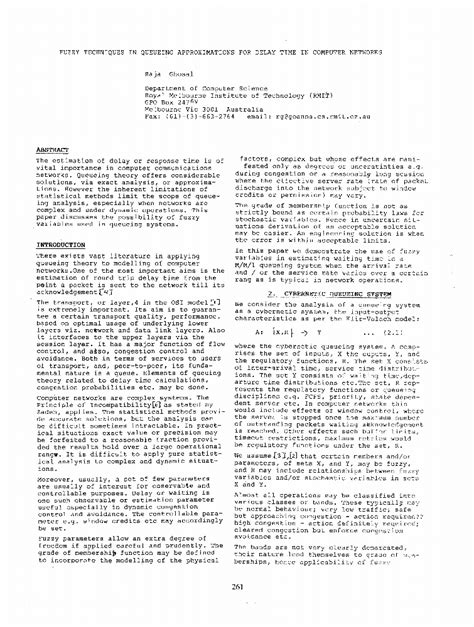 Fuzzy Techniques In Queueing Approximations For Delay Time In Computer Networks Ieee