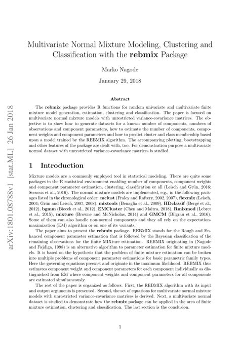 pdf multivariate normal mixture modeling clustering and