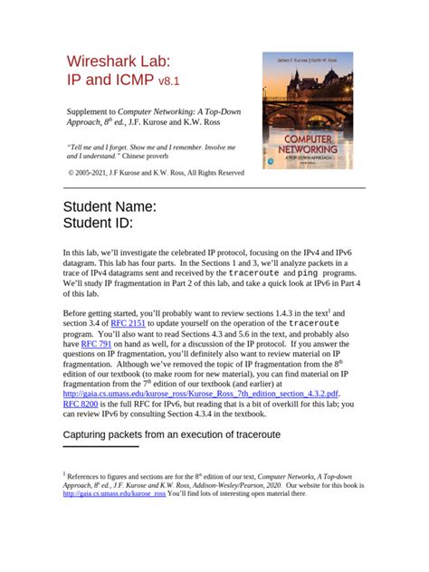 Lab 4 Wireshark Ip And Icmp Pdf Internet Protocols I Pv6