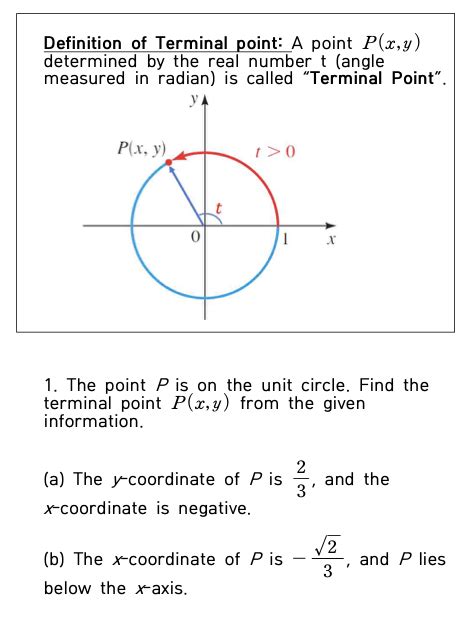 Solved Definition Of Terminal Point A Point Pxy
