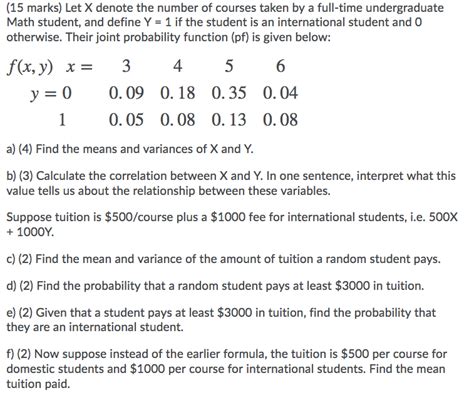 Solved 15 Marks Let X Denote The Number Of Courses Taken