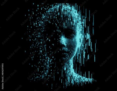 Distorted Silhouette Of A Bald Blue Head Of A Woman Conceptual Image