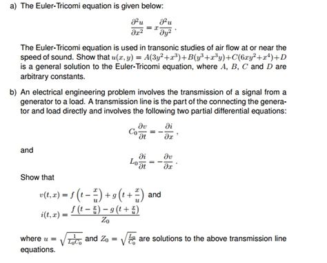 Solved The Euler Tricomi Equation Is Given Below Partial